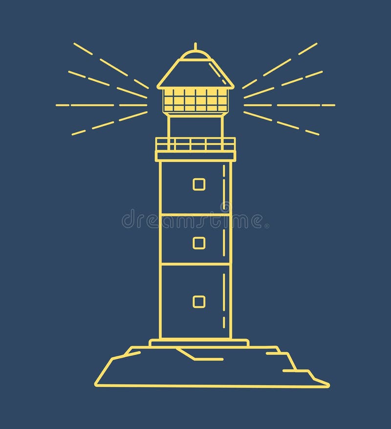 Logo Navigation Beacon. Lighthouse Tower Line Art Vector. Stock Vector ...