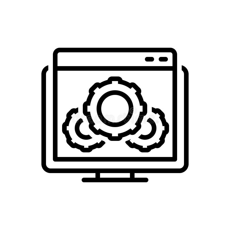 Black Line Icon for Website Optimization, Monitoring and Engine Stock ... Black Line Icon for Website Optimization, Monitoring and Engine Stock ...