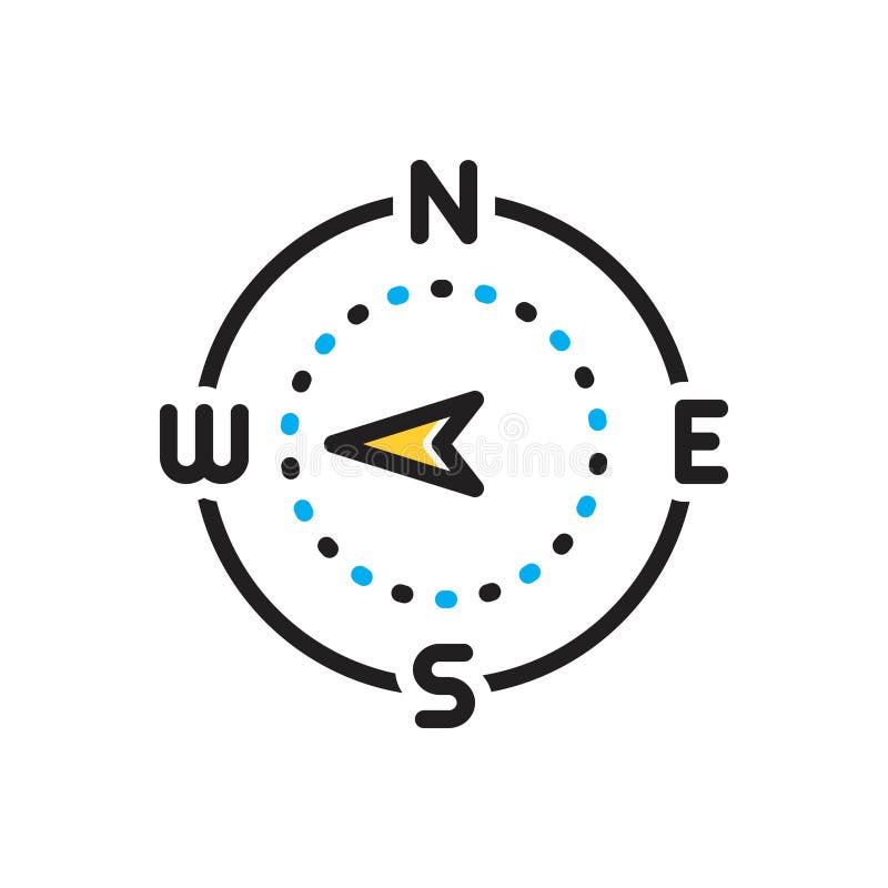 Multi Color Icon for West, Direction and Compass Stock Illustration ...