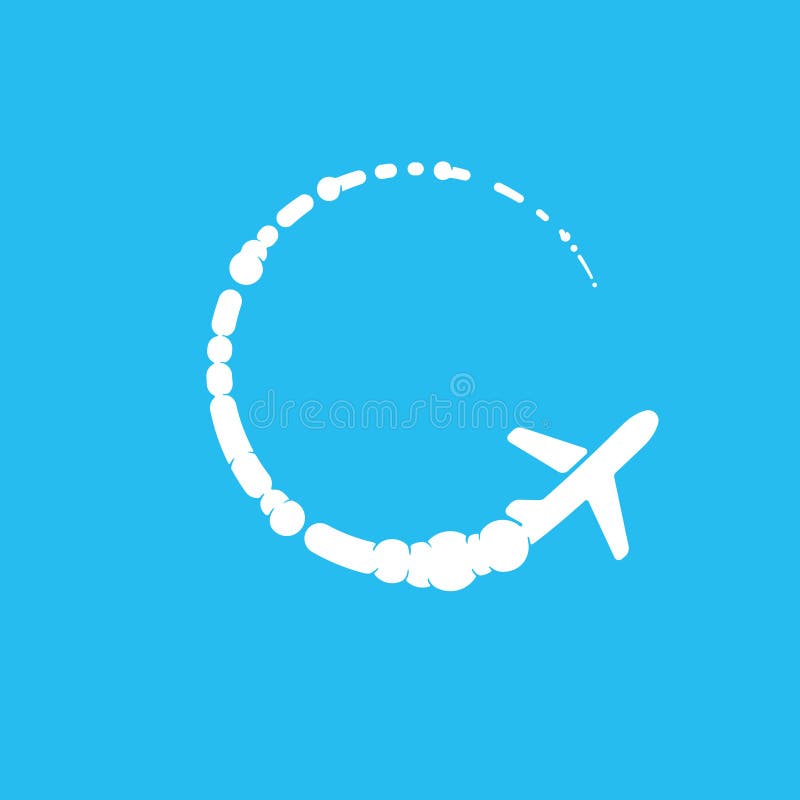 Icon of White Airplane on Blue Background Vector Illustration. Stock ...