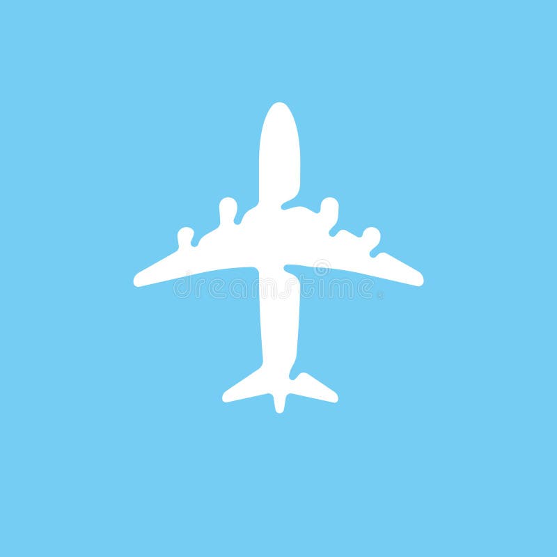 Icon of White Airplane on Blue Background Vector Illustration. Stock ...