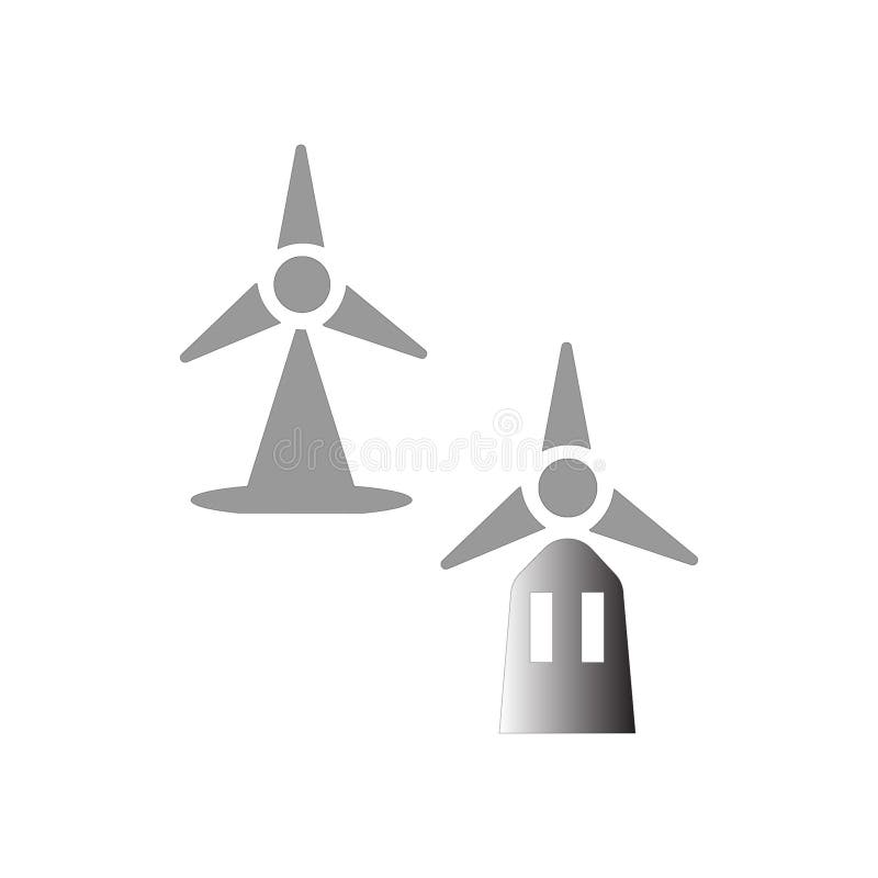 Logo Windmill Power Plant. Vector Line Art Illustration. Eco Energy ...