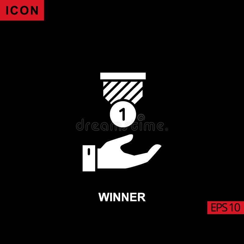 Icon Winner with Medal and Hand. Glyph, Flat or Filled Vector Icon ...