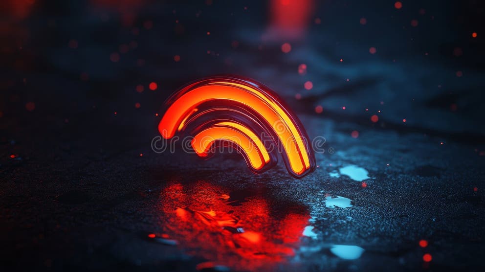 An Icon for the Wireless Internet and Digital Connectivity, Glowing ...