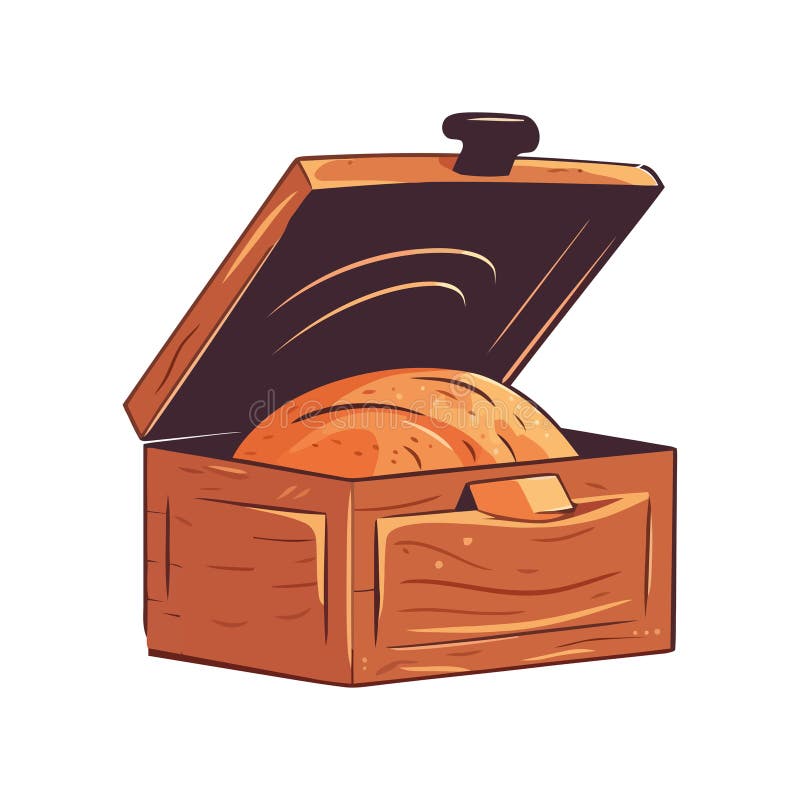 Icon Wooden Box with Baked Bread Stock Vector - Illustration of design ...