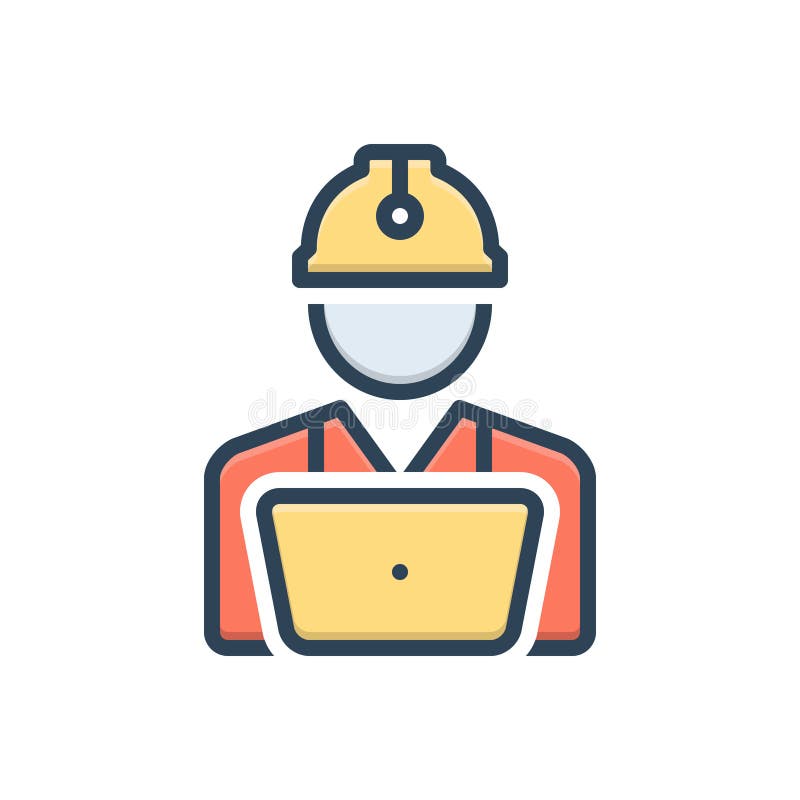 Color Illustration Icon for Worker, Engineer and Employee Stock ...