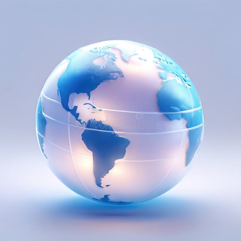 Icon of World Globe, Glossy Glass Style Stock Illustration ...