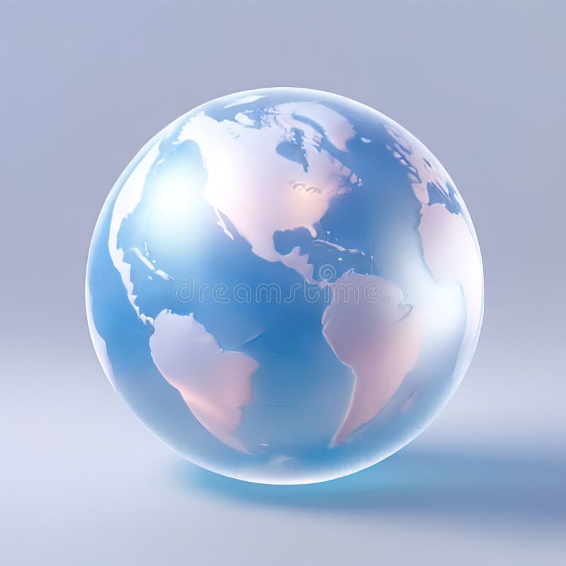 Icon of World Globe, Glossy Glass Style Stock Illustration ...