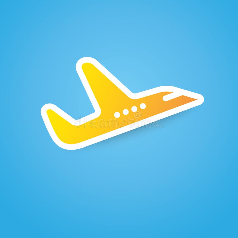 Icon of Yellow Realistic Airplane on Grey Background Vector ...