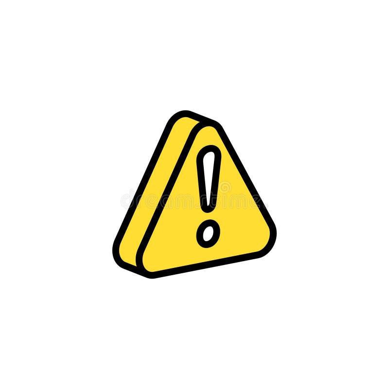Icon of Yellow Warning Sign with Exclamation Mark for Caution Messaging ...