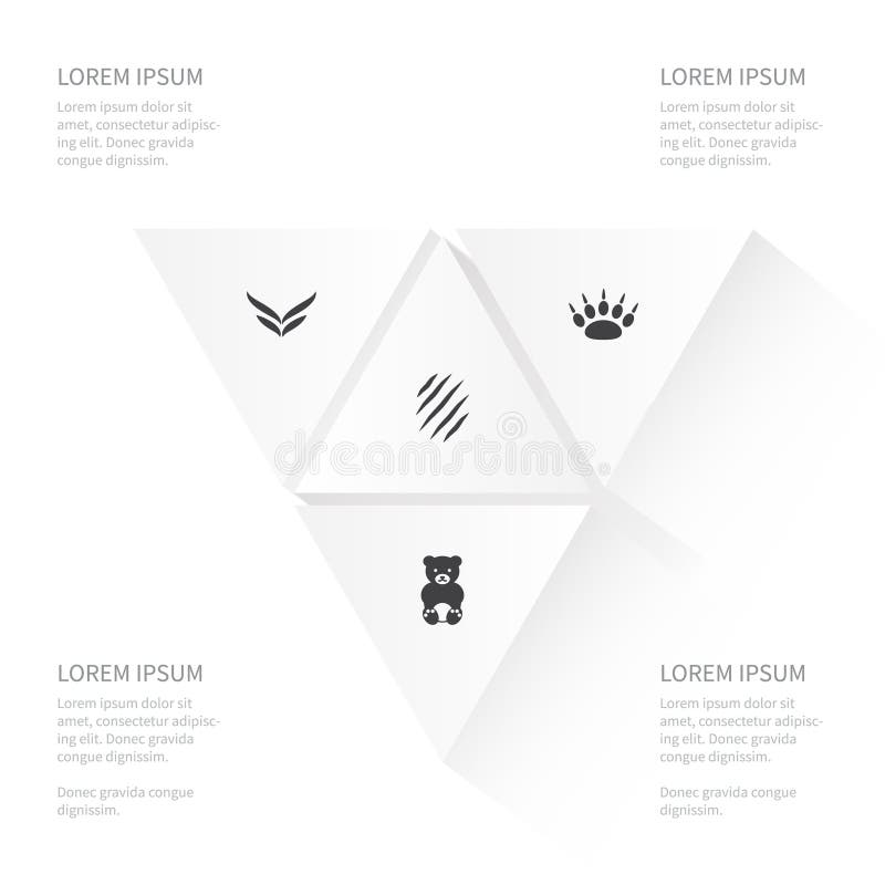 Icon Zoology Set of Paw, Fly, Bruin and Other Vector Objects. Also ...
