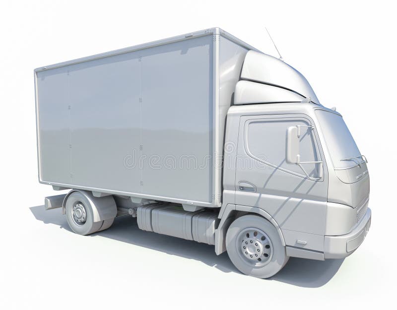 Icona Bianca Del Camion Di Consegna 3d Fotografia Stock - Immagine di ...