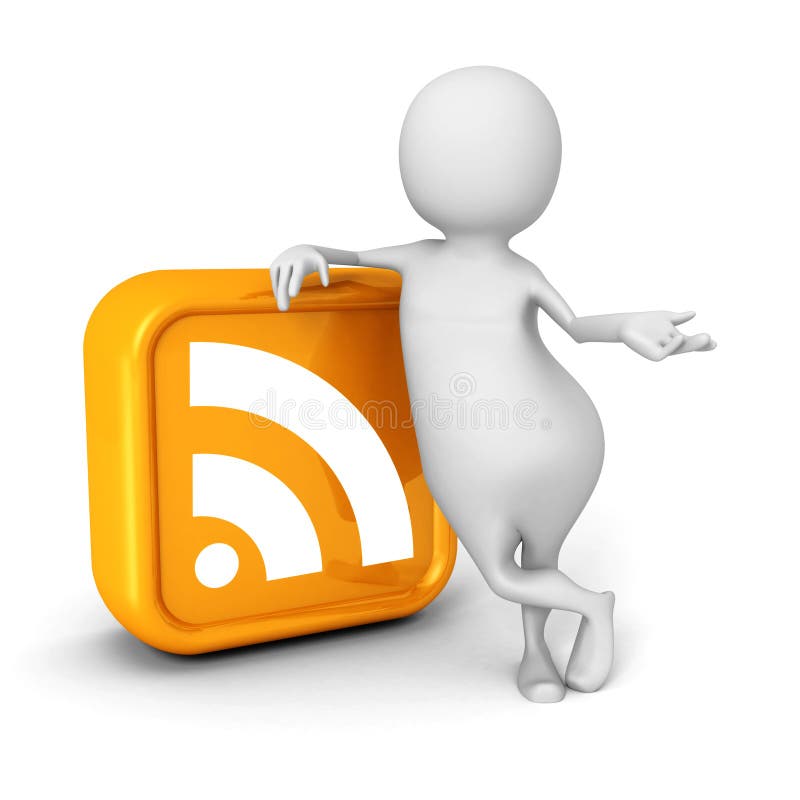 Icona Bianca Di 3d Person with Orange RSS Illustrazione di Stock ...