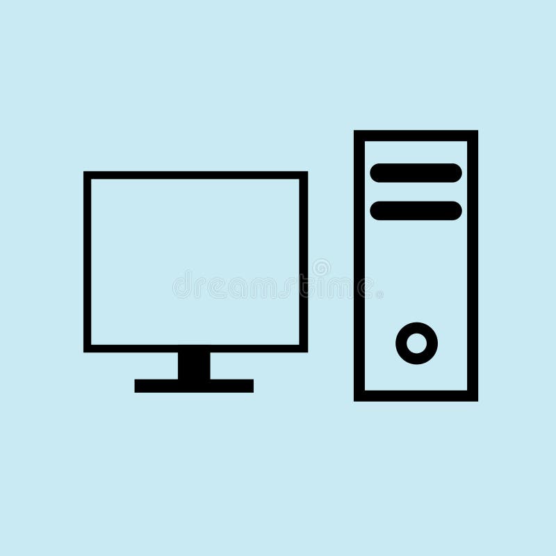Icona Del PC, Icona Del Computer, Vettore Blu Del Fondo Illustrazione ...