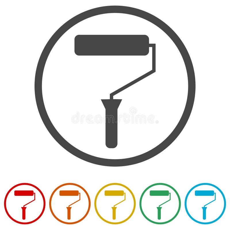 Icona Del Pennello, Icona Di Colore Con Ombra Lunga Illustrazione ...