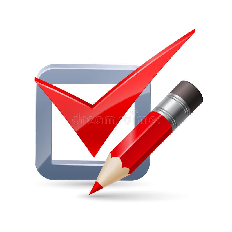 Icona Del Segno Di Spunta E Della Matita Illustrazione Vettoriale ...