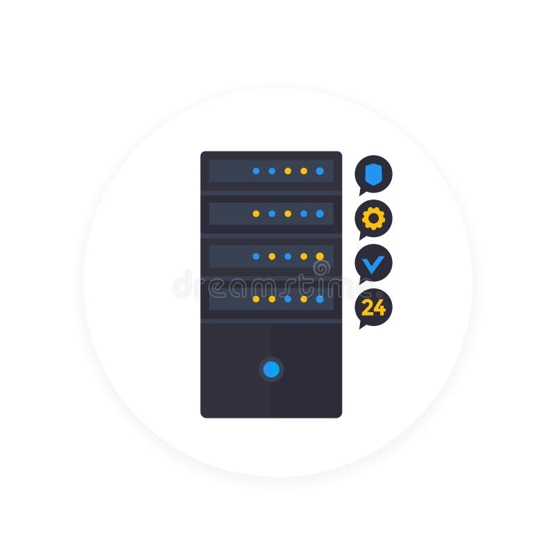 Icona Del Server Nello Stile Piano Illustrazione Vettoriale ...