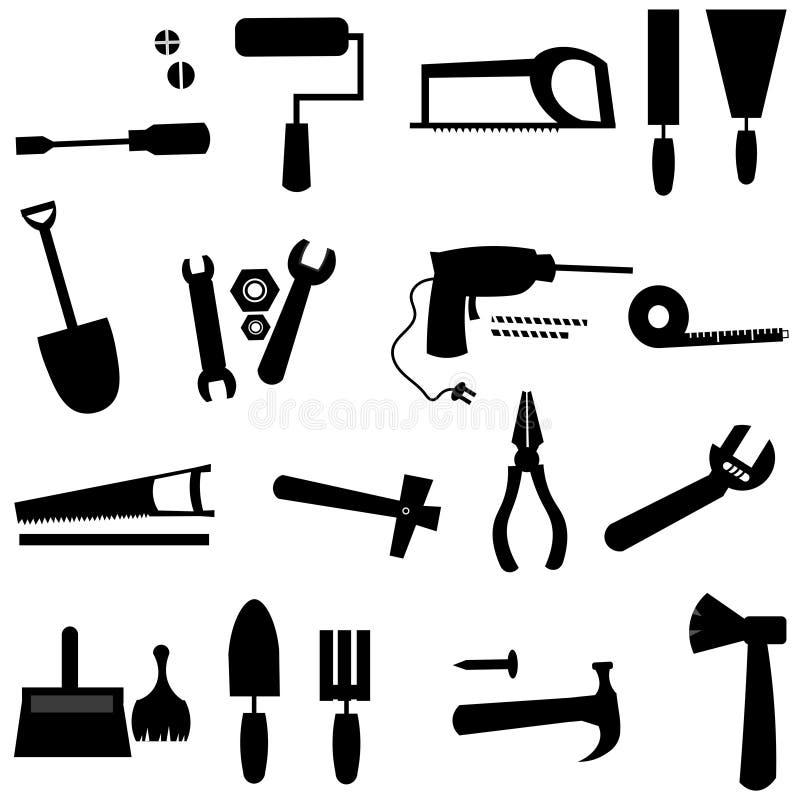 Icona del set di strumenti illustrazione vettoriale. Illustrazione di ...