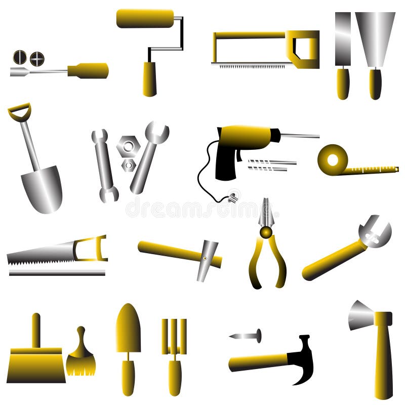 Icona del set di strumenti illustrazione vettoriale. Illustrazione di ...
