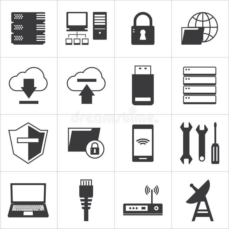 Icona Della Base Di Dati E Della Rete Di Computer Illustrazione ...