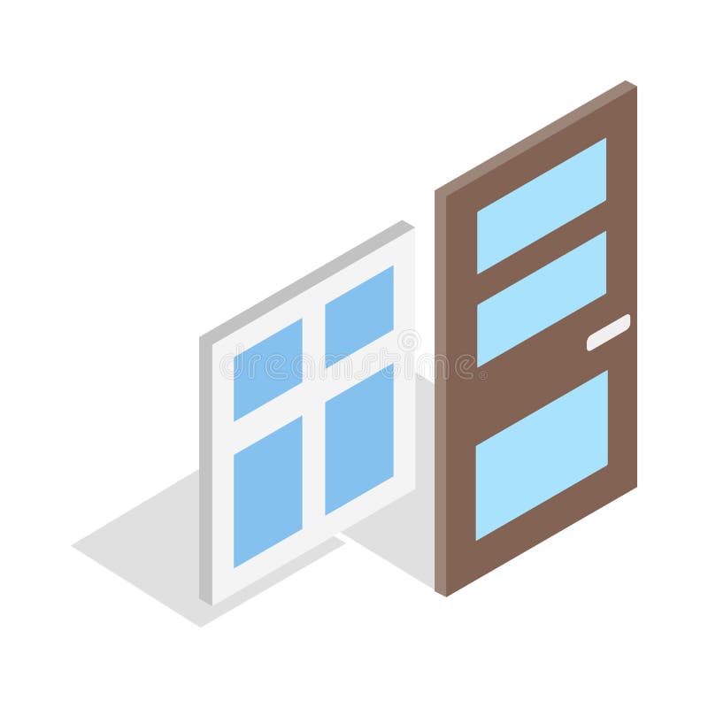 Icona Della Finestra E Della Porta, Stile Isometrico 3d Illustrazione ...