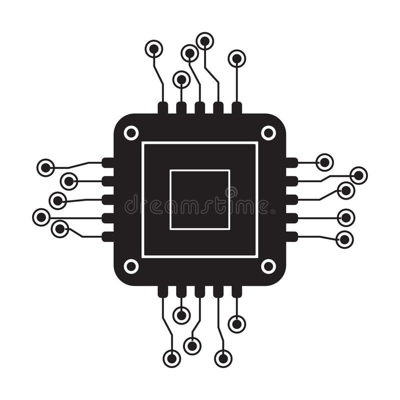 Icona Della Forma Nera Del Chip Elettronico Del Computer Vettoriale. La ... Icona Della Forma Nera Del Chip Elettronico Del Computer Vettoriale. La ...