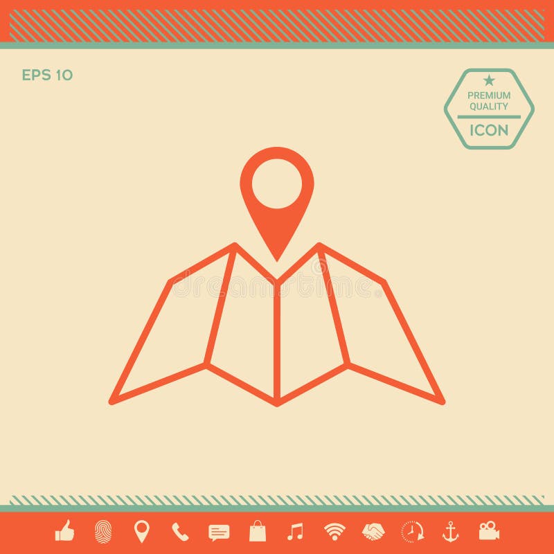 Icona Della Mappa Con Pin Pointer Illustrazione Vettoriale ...