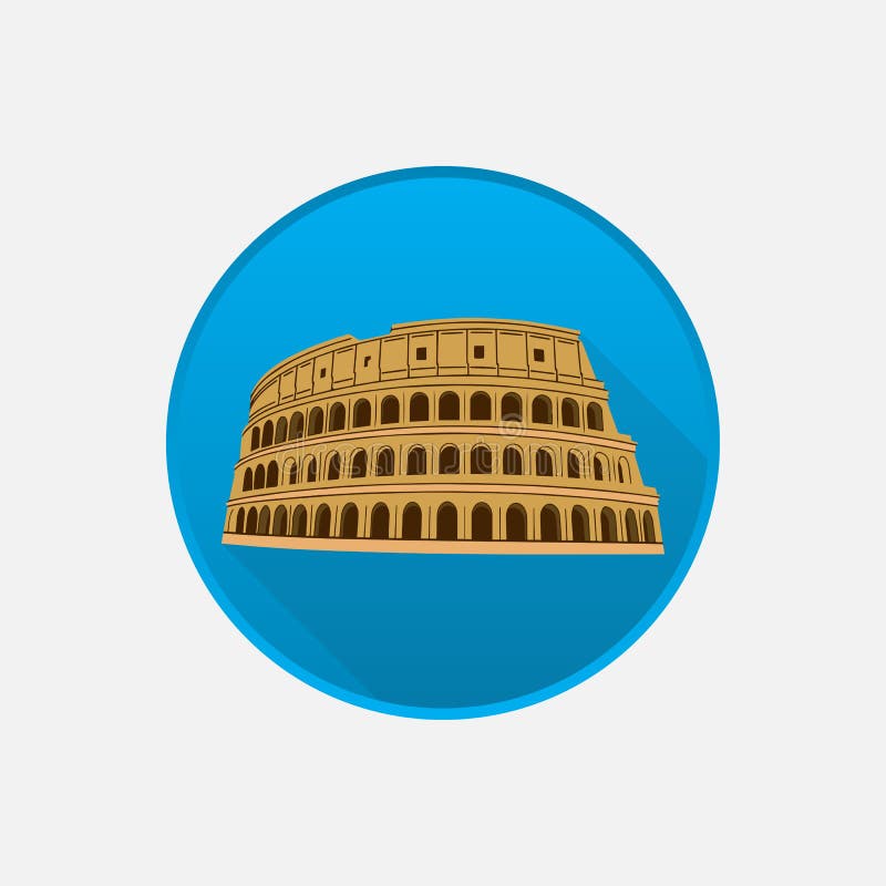 Colosseo A Illustrazione Di Vettore Di Roma, Italia Icona Piana Di ...