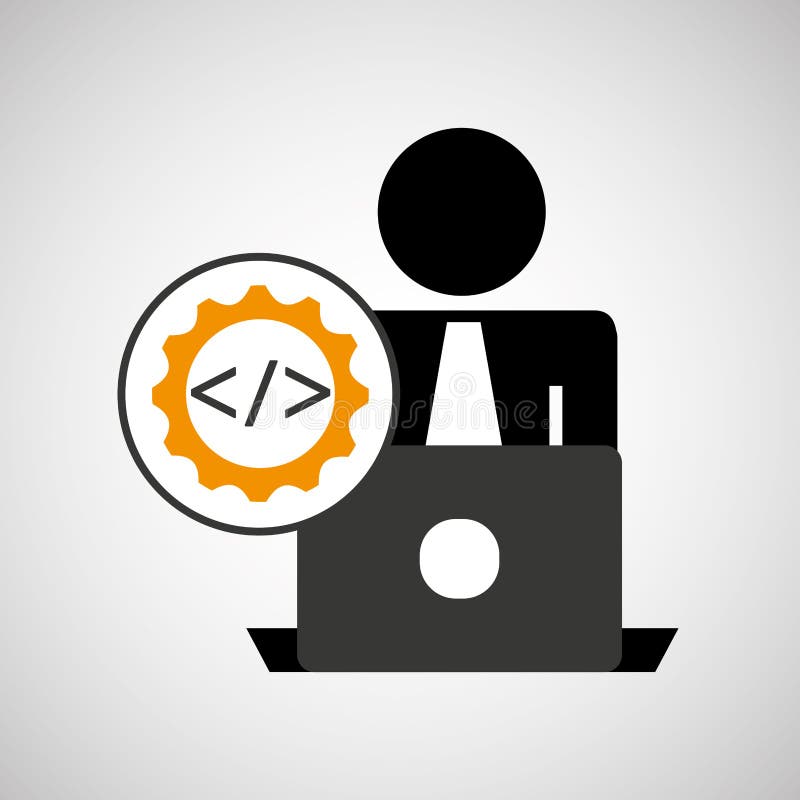 Icona Di Lavoro Di Codifica Del Computer Portatile Del Programmatore ...