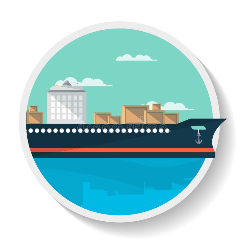 Icona Di Logistica Con La Nave Porta-container Illustrazione Vettoriale ...
