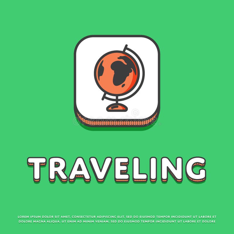 Icona Di Viaggio Di Colore Con Il Globo Illustrazione Vettoriale ...