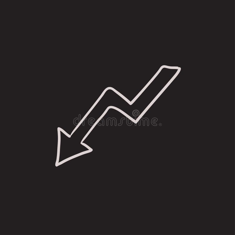 Icona Discendente Di Schizzo Della Freccia Illustrazione Vettoriale ...