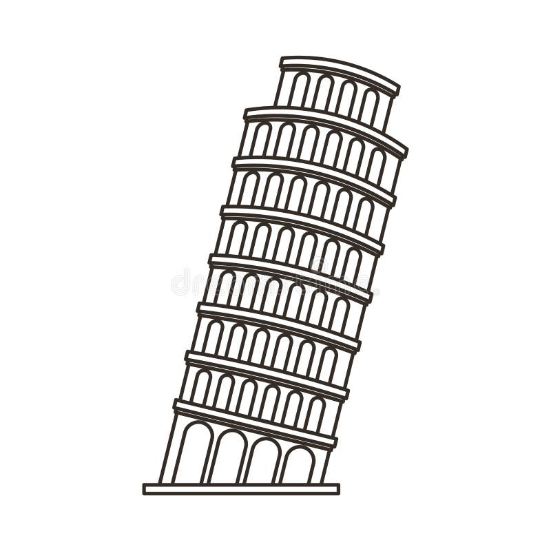 Icona Isolata Torre Di Pisa Illustrazione Vettoriale - Illustrazione di ...