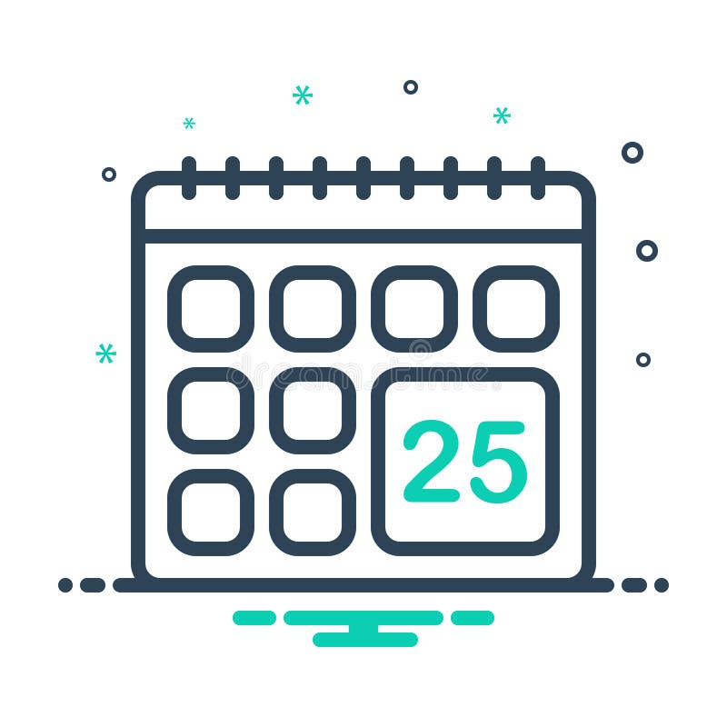 Icona Nera Della Miscela Per Il Calendario, La Data Ed Il Programma ...