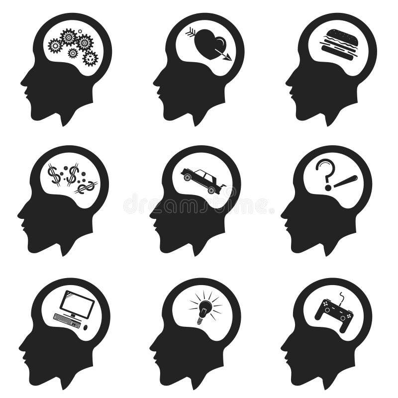 Icona Nera Della Testa Umana Vettore Illustartion Illustrazione di ...