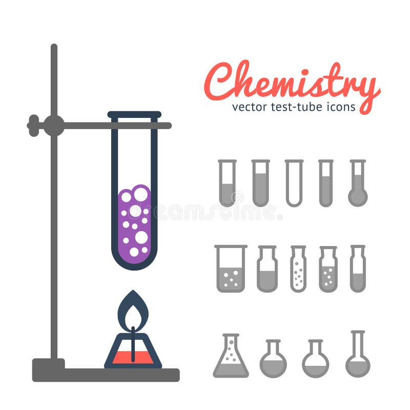 Icone di provette chimiche illustrazione vettoriale. Illustrazione di ...