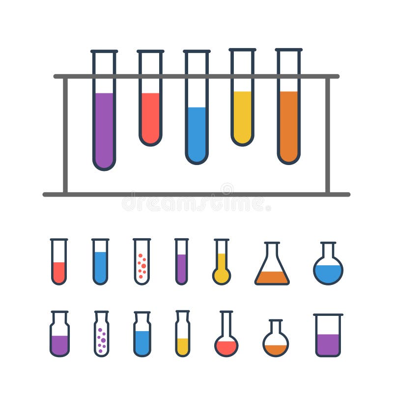 Icone Chimiche Delle Provette Illustrazione Vettoriale - Illustrazione ...