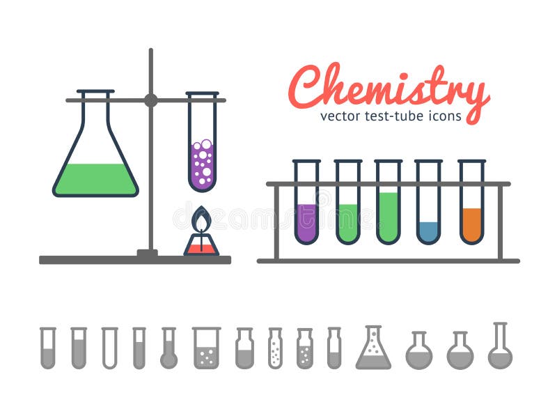 Icone Chimiche Delle Provette Illustrazione Vettoriale - Illustrazione ...