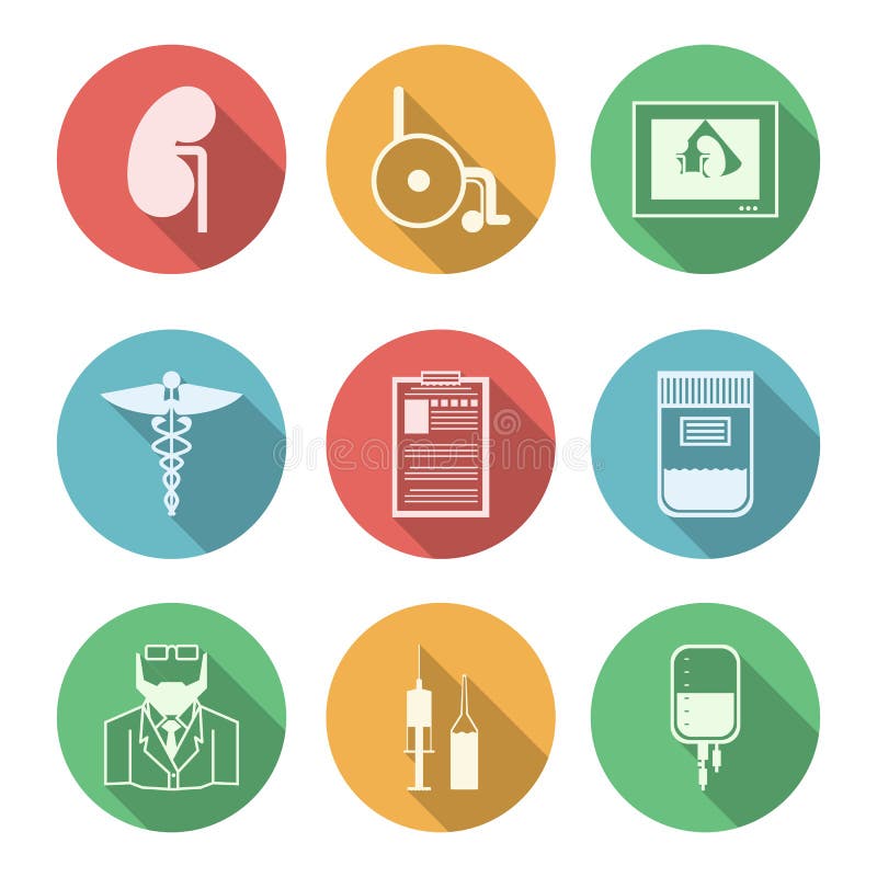 Icone Colorate Per Nefrologia Illustrazione Vettoriale - Illustrazione ...