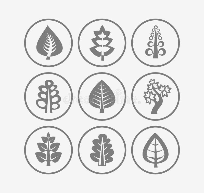 Icone degli alberi illustrazione vettoriale. Illustrazione di molla ...