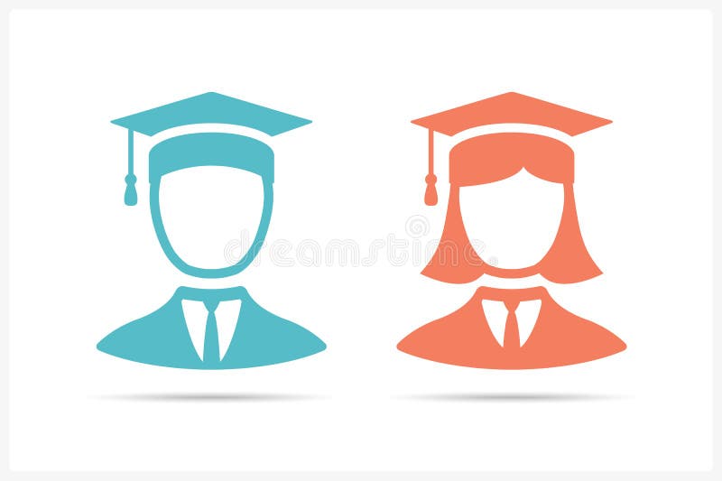 Icone Degli Studenti Un Ragazzo E Una Ragazza In Un Cappuccio Laureato ...