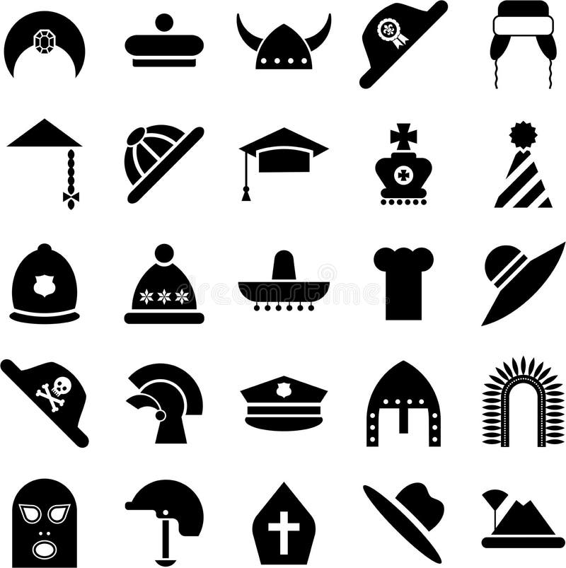 Icone dei cappelli illustrazione vettoriale. Illustrazione di ...