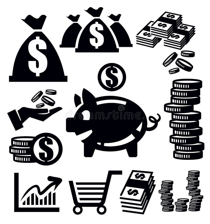 Icone dei soldi illustrazione vettoriale. Illustrazione di carta - 30448725