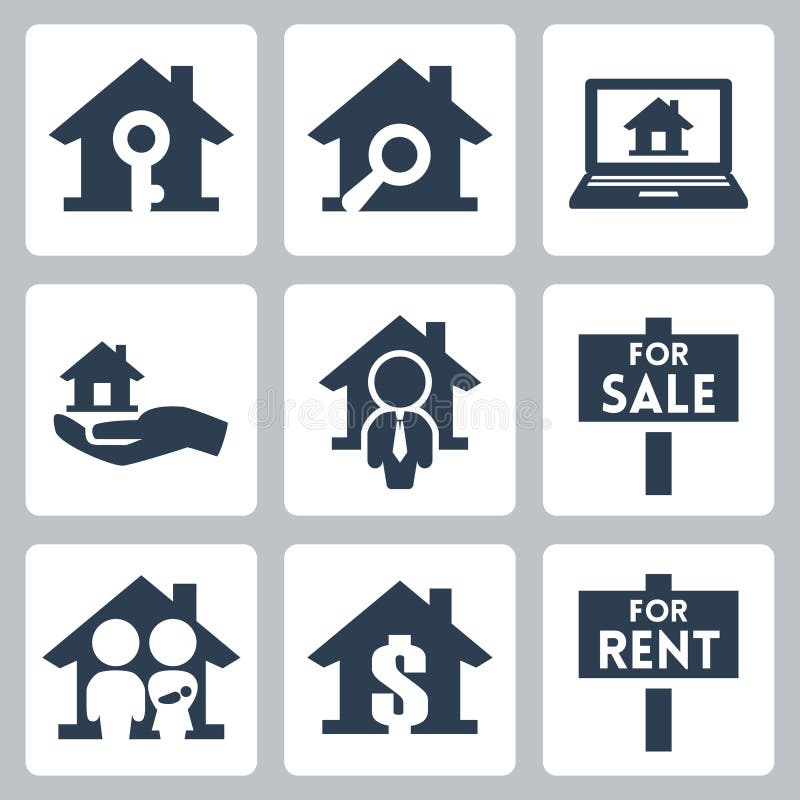 Icone Del Bene Immobile Di Vettore Messe Illustrazione Vettoriale ...