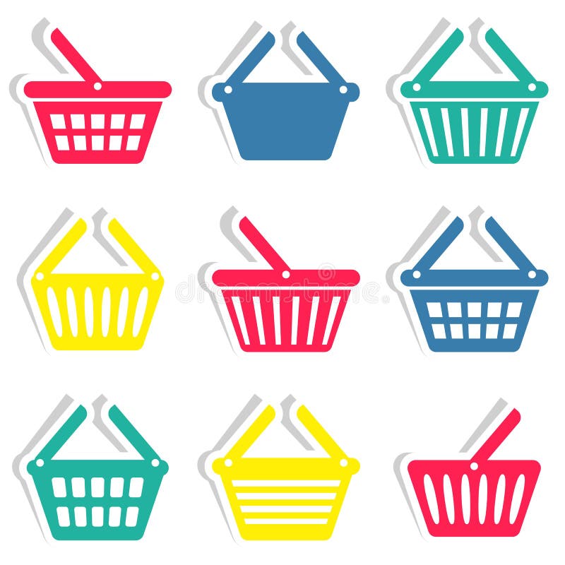 Icone Del Cestino Della Spesa Illustrazione Vettoriale - Illustrazione ...