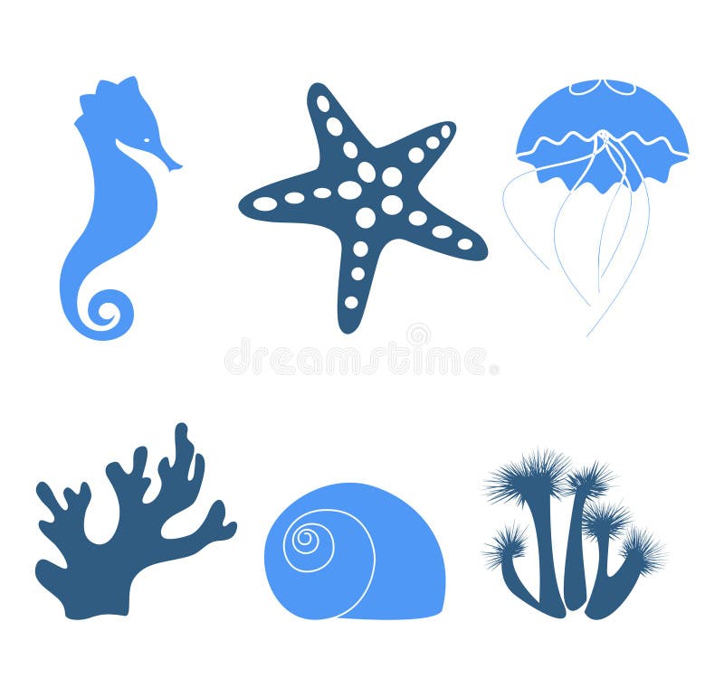 Icone del mare illustrazione vettoriale. Illustrazione di sfondo - 27573735