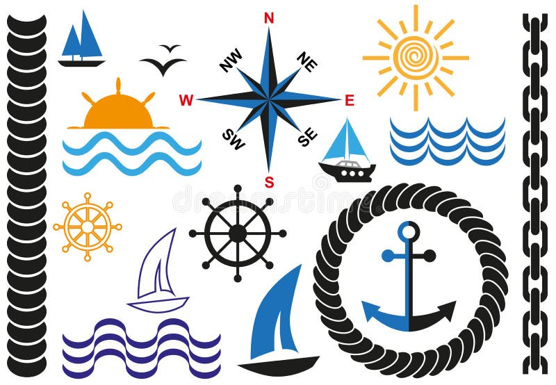 Icone del mare illustrazione vettoriale. Illustrazione di sfondo - 43268590