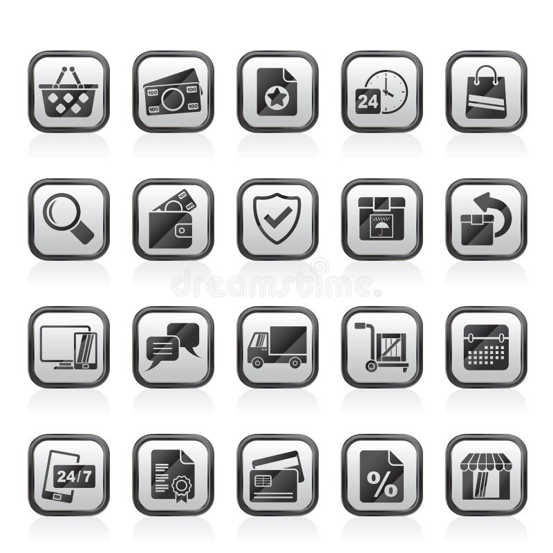 Icone Del Negozio E Di Commercio Elettronico Illustrazione Vettoriale ...