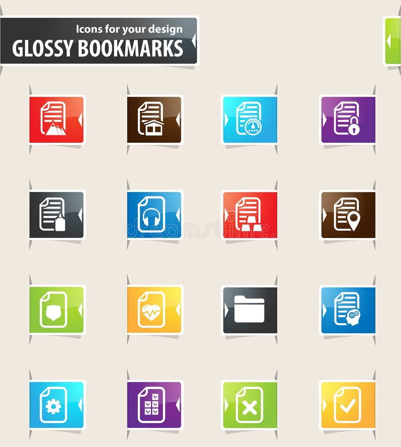 Icone Del Segnalibro Dei Documenti Illustrazione Vettoriale ...