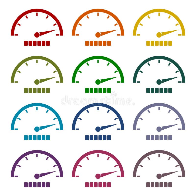 Icone Del Tachimetro Messe Con Ombra Lunga Illustrazione Vettoriale ...